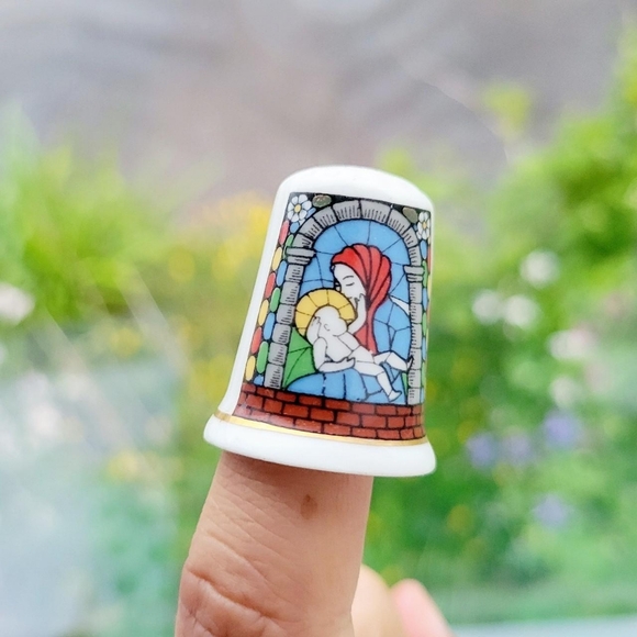 Art | Vintage Mary Jesus Stained Glass Church Window Bone China ...